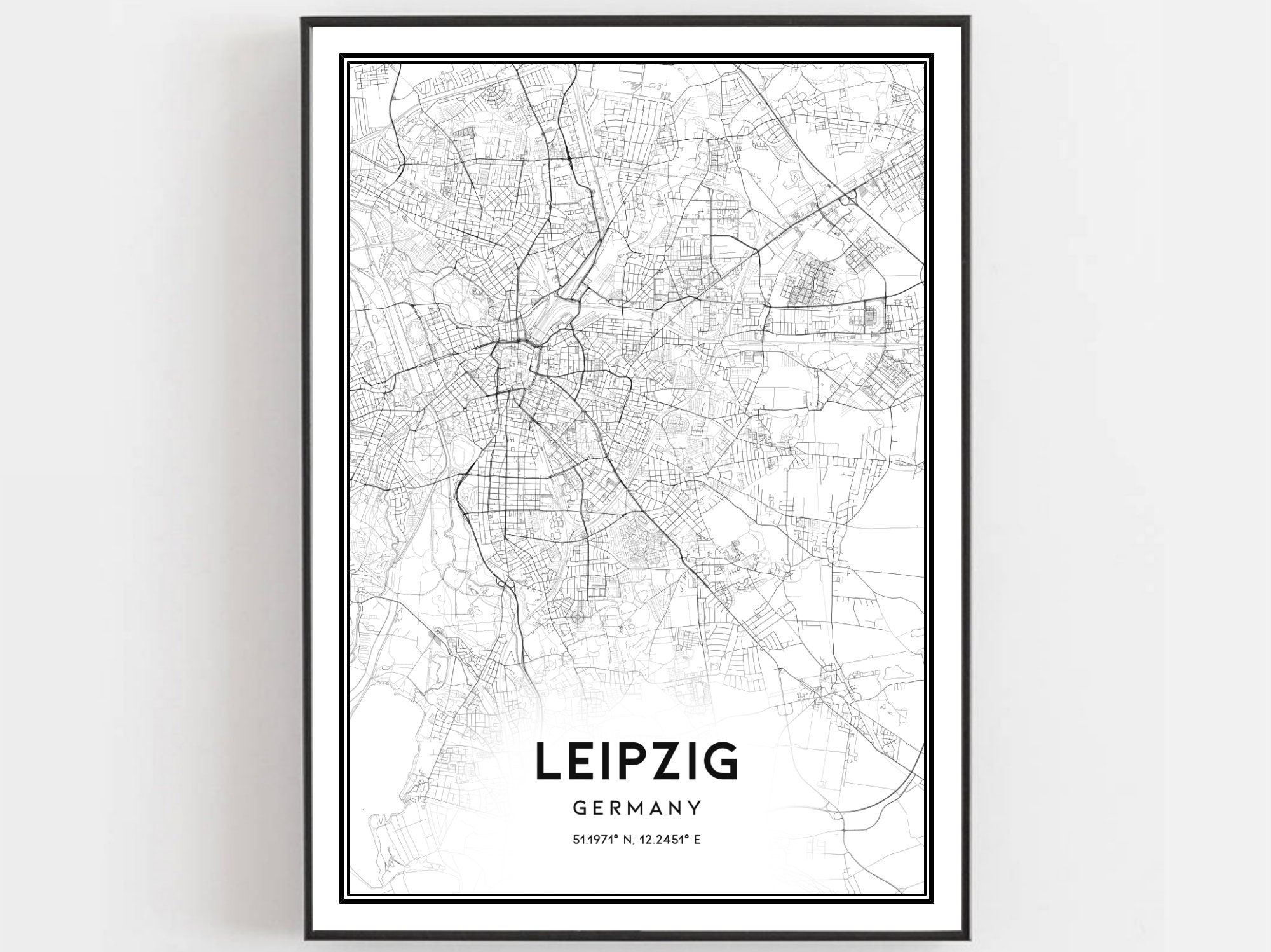 Leipzig Map Print Leipzig Map Poster Wall Art Leipzig City | Etsy