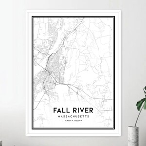 Fall River Map Print, Fall River Map Poster Wall Art, Ma City Map ...