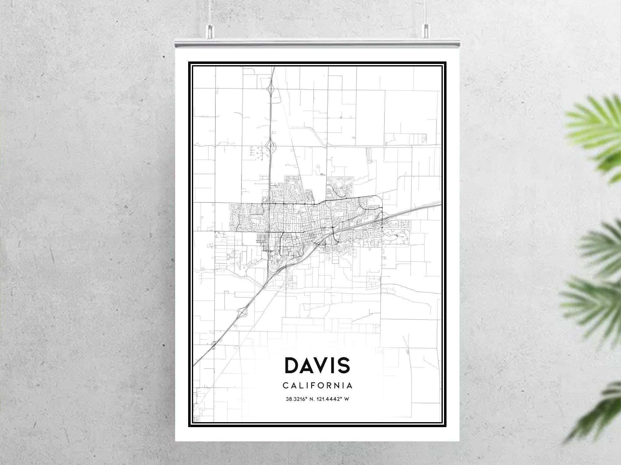 Davis Map Print Davis Map Poster Wall Art Ca City Map | Etsy