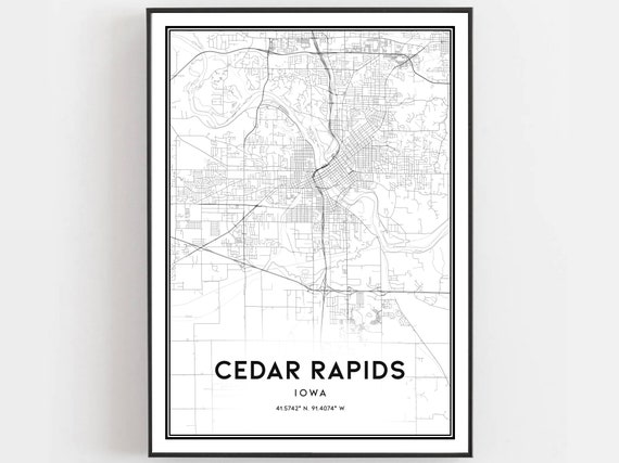 Cedar Rapids Map Print Cedar Rapids Map Poster Wall Art Ia | Etsy