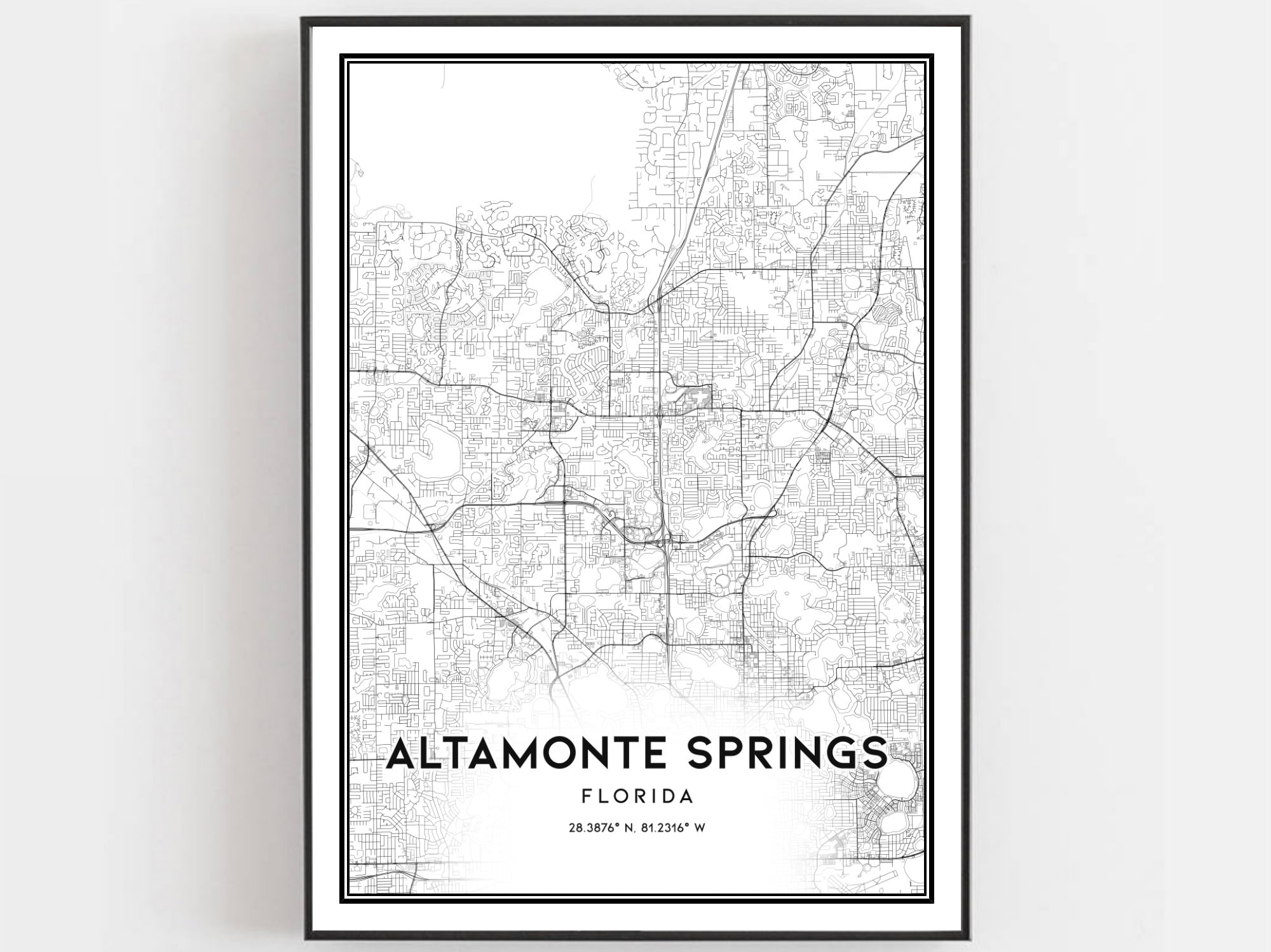 Altamonte Springs Map Print, Altamonte Springs Map Poster Wall Art, Fl ...