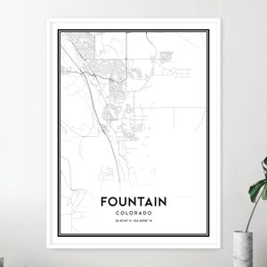 Fountain Map Print, Fountain Map Poster Wall Art, Co City Map, Colorado ...