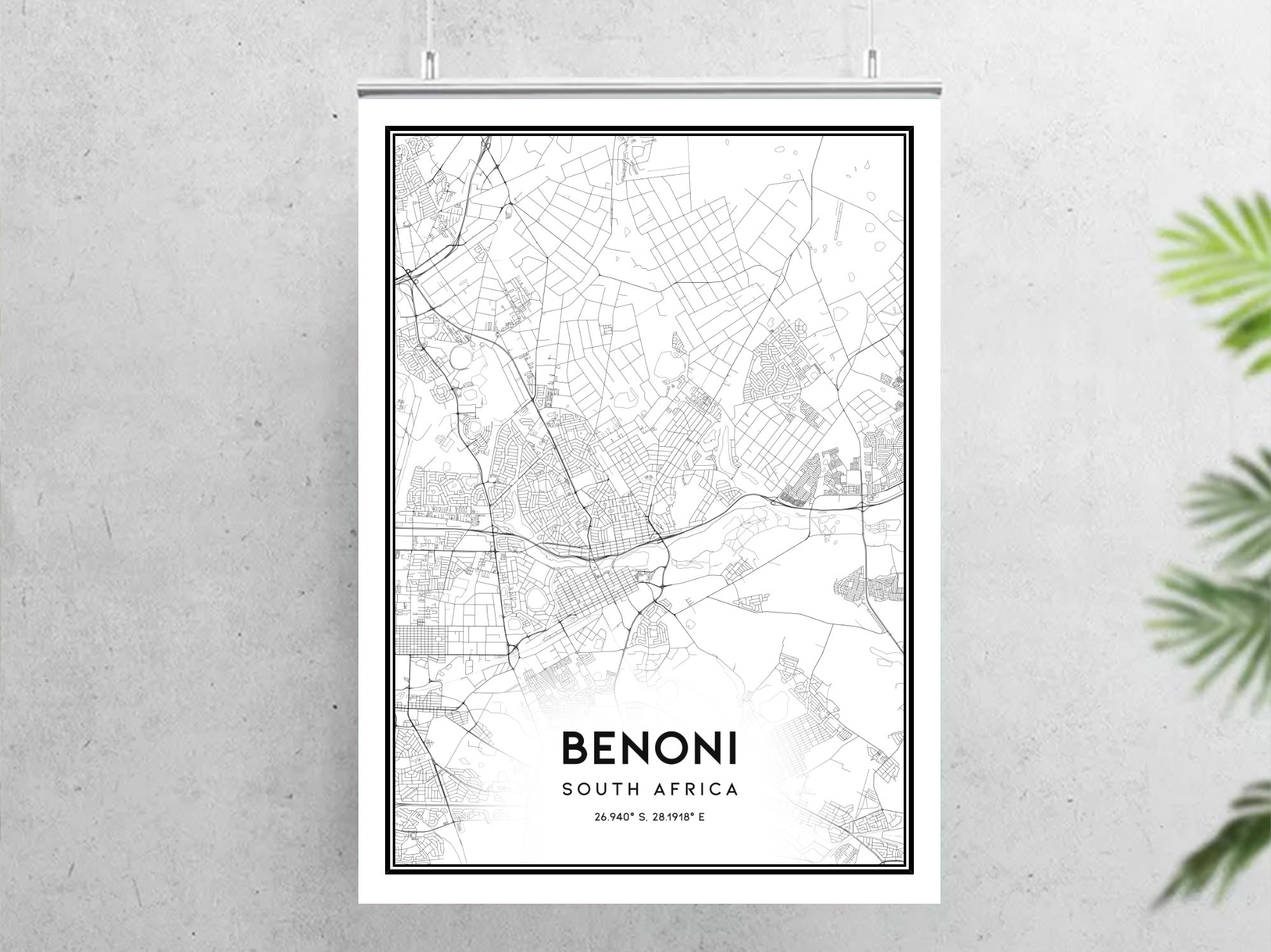 Benoni Map Print Benoni Map Poster Wall Art Benoni City | Etsy