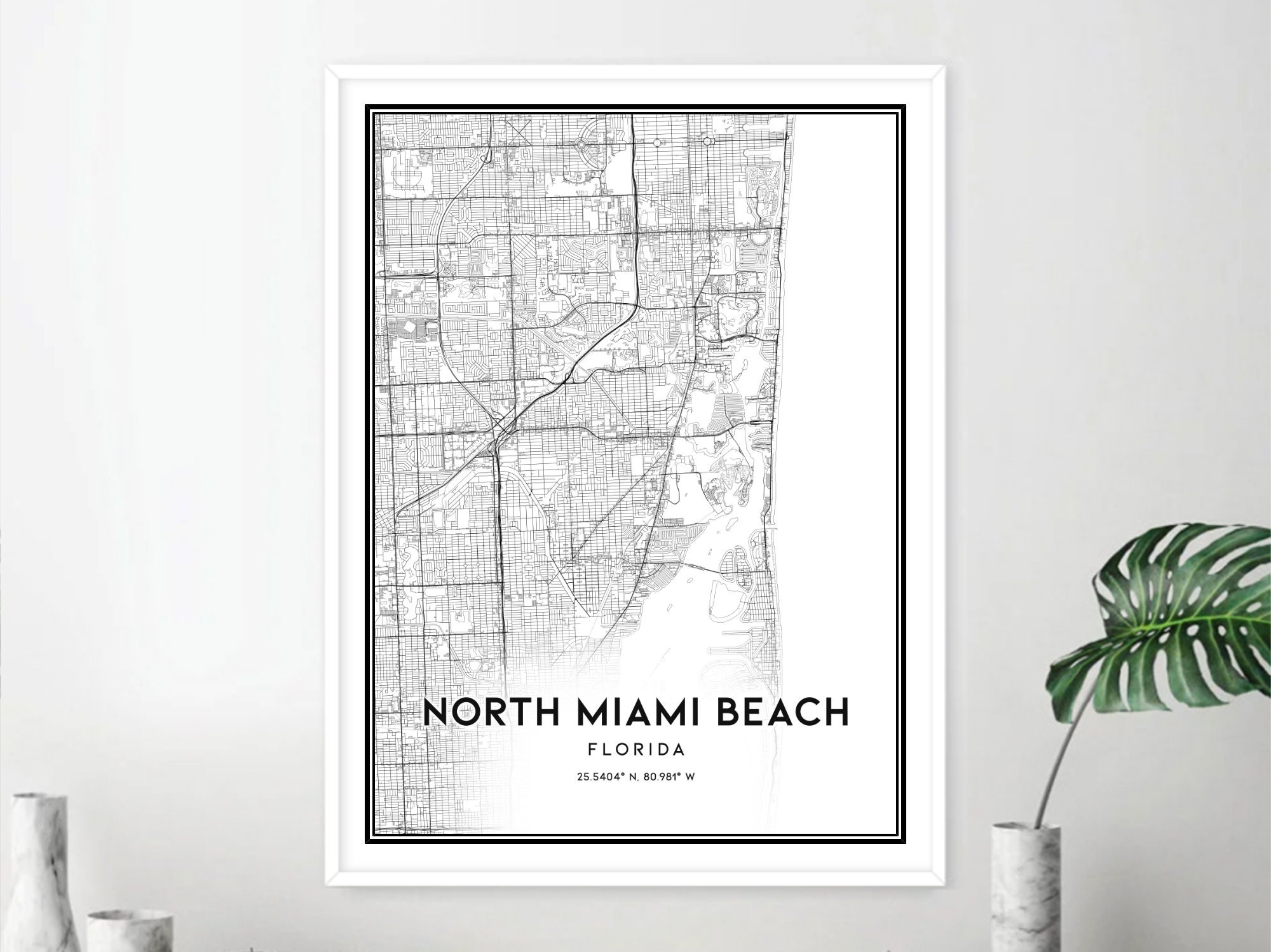 North Miami Beach Map Print North Miami Beach Map Poster Wall - Etsy