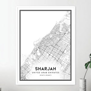 Sharjah Map Print, Sharjah Map Poster Wall Art, Sharjah City Map ...