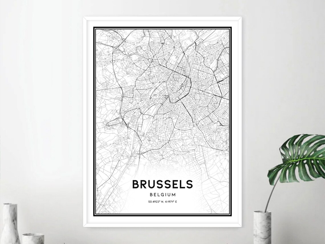 Brussels Map Print, Brussels Map Poster Wall Art, Brussels City Map ...