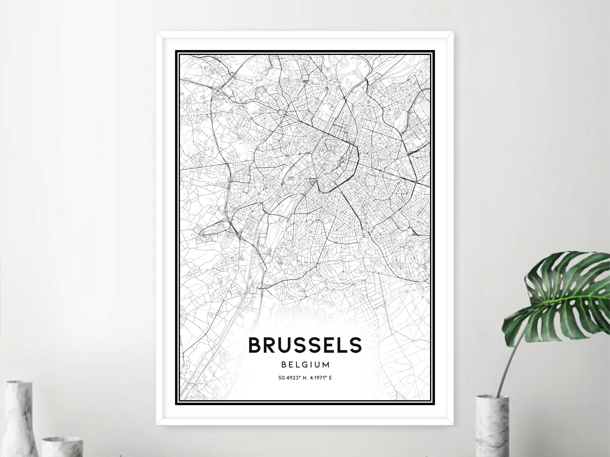 Brussels Map Print, Brussels Map Poster Wall Art, Brussels City Map ...