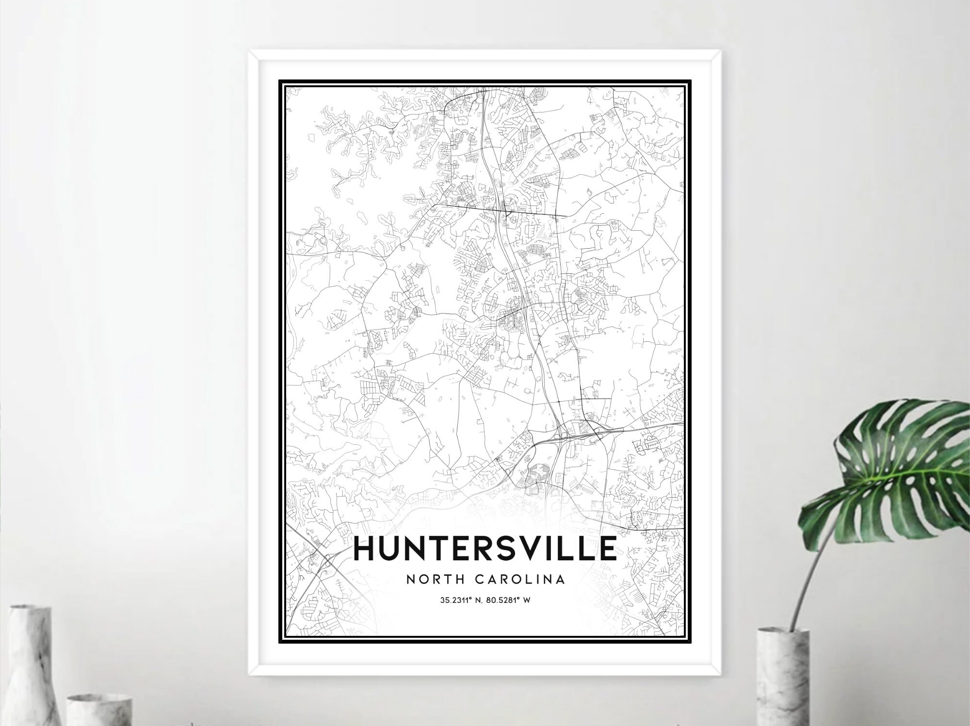 Huntersville Map Print, Huntersville Map Poster Wall Art, Nc City Map ...