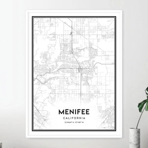 Menifee Map Print, Menifee Map Poster Wall Art, Ca City Map, California ...