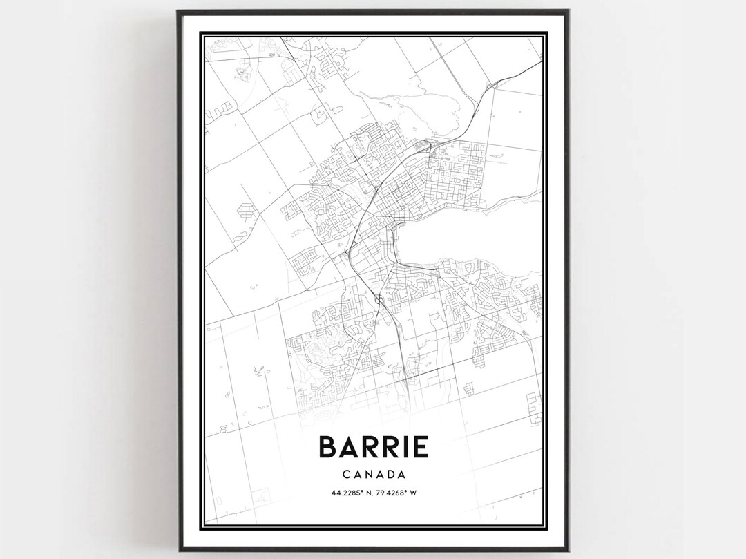 Barrie Map Print, Barrie Map Poster Wall Art, Barrie City Map, Barrie ...