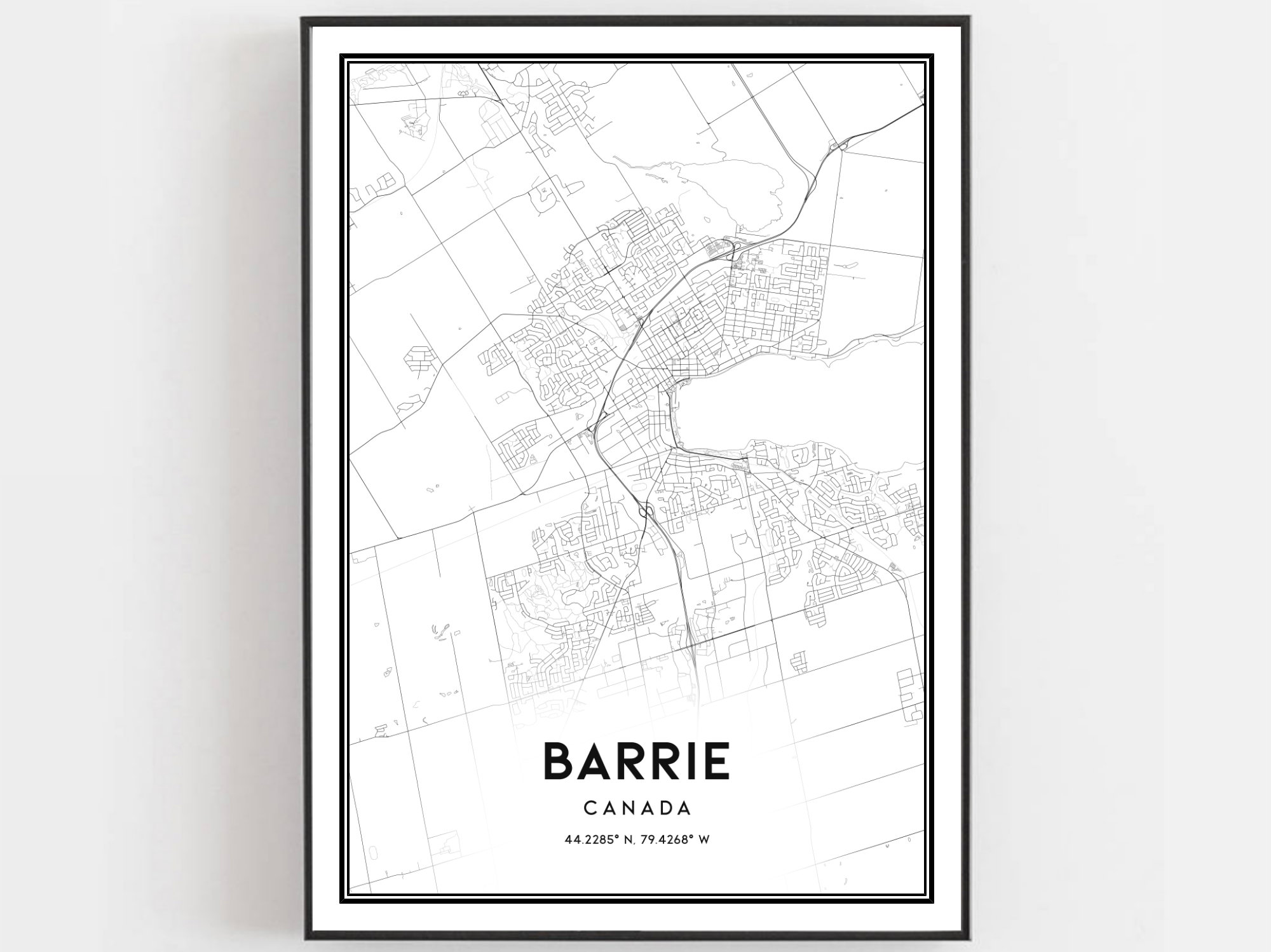 Barrie Map Print, Barrie Map Poster Wall Art, Barrie City Map, Barrie ...