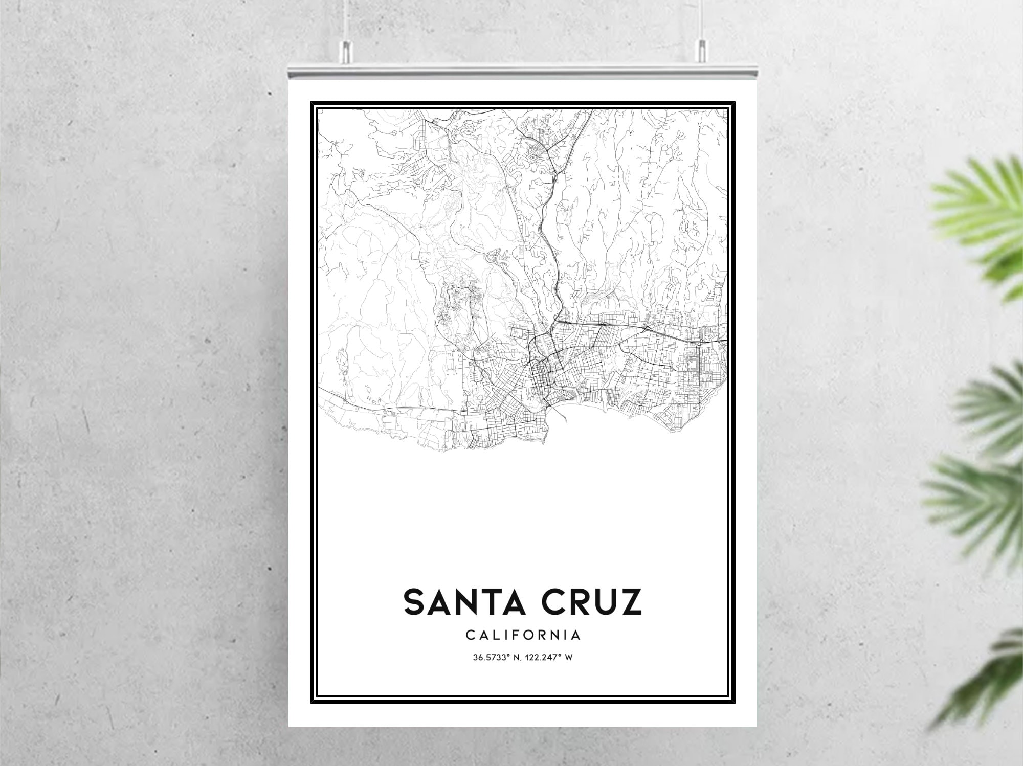 Santa Cruz Map Print, Santa Cruz Map Poster Wall Art, Ca City Map ...