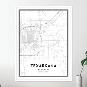 Texarkana Map Print, Texarkana Map Poster Wall Art, Ar City Map ...