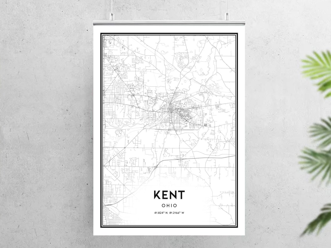 Kent Map Print Kent Map Poster Wall Art Oh City Map Ohio - Etsy