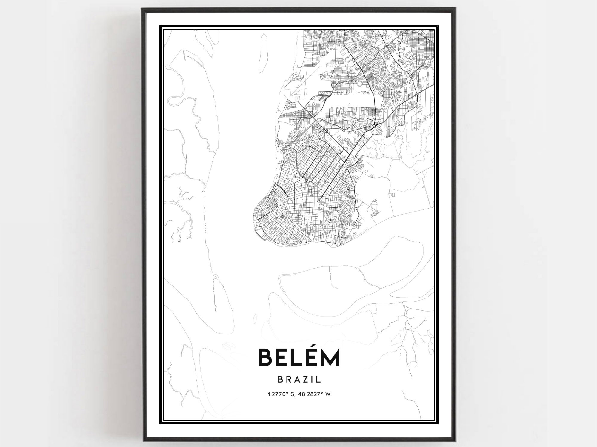 Belém Mapa Print Belém Mapa Póster Arte Mural Belém Mapa de - Etsy México