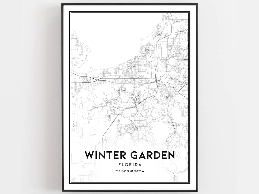 Winter Garden Map Print, Winter Garden Map Poster Wall Art, Fl City Map ...