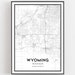 Wyoming Map Print, Wyoming Map Poster Wall Art, Mi City Map, Michigan ...