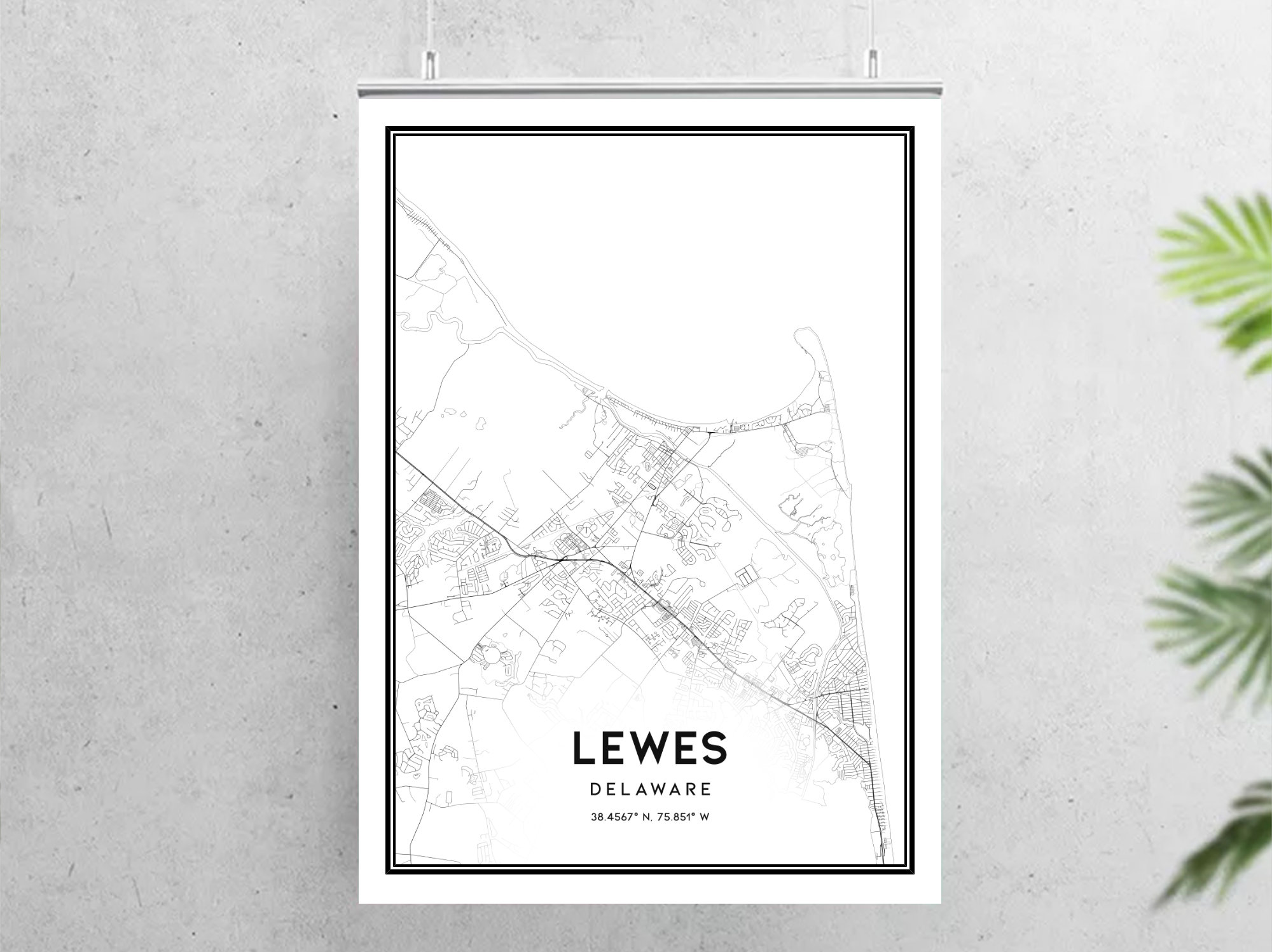 Lewes Map Print Lewes Map Poster Wall Art De City Map | Etsy