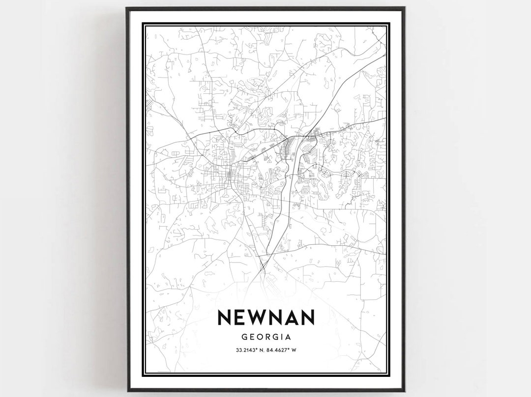 Newnan Map Print, Newnan Map Poster Wall Art, Ga City Map, Georgia ...