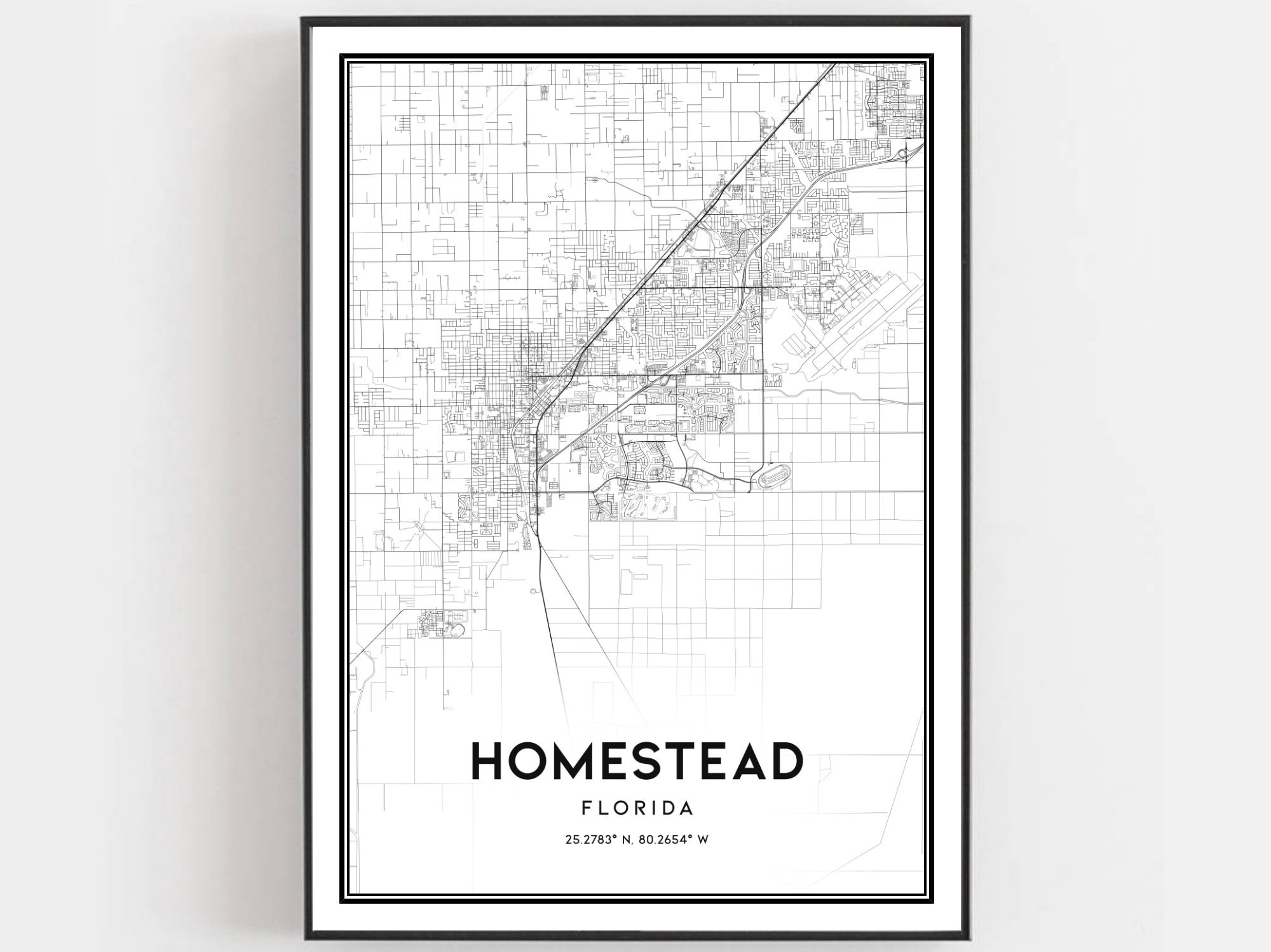 Homestead Map Print Homestead Map Poster Wall Art Fl City - Etsy Australia