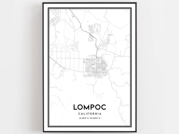 Lompoc Map Print Lompoc Map Poster Wall Art Ca City Map | Etsy