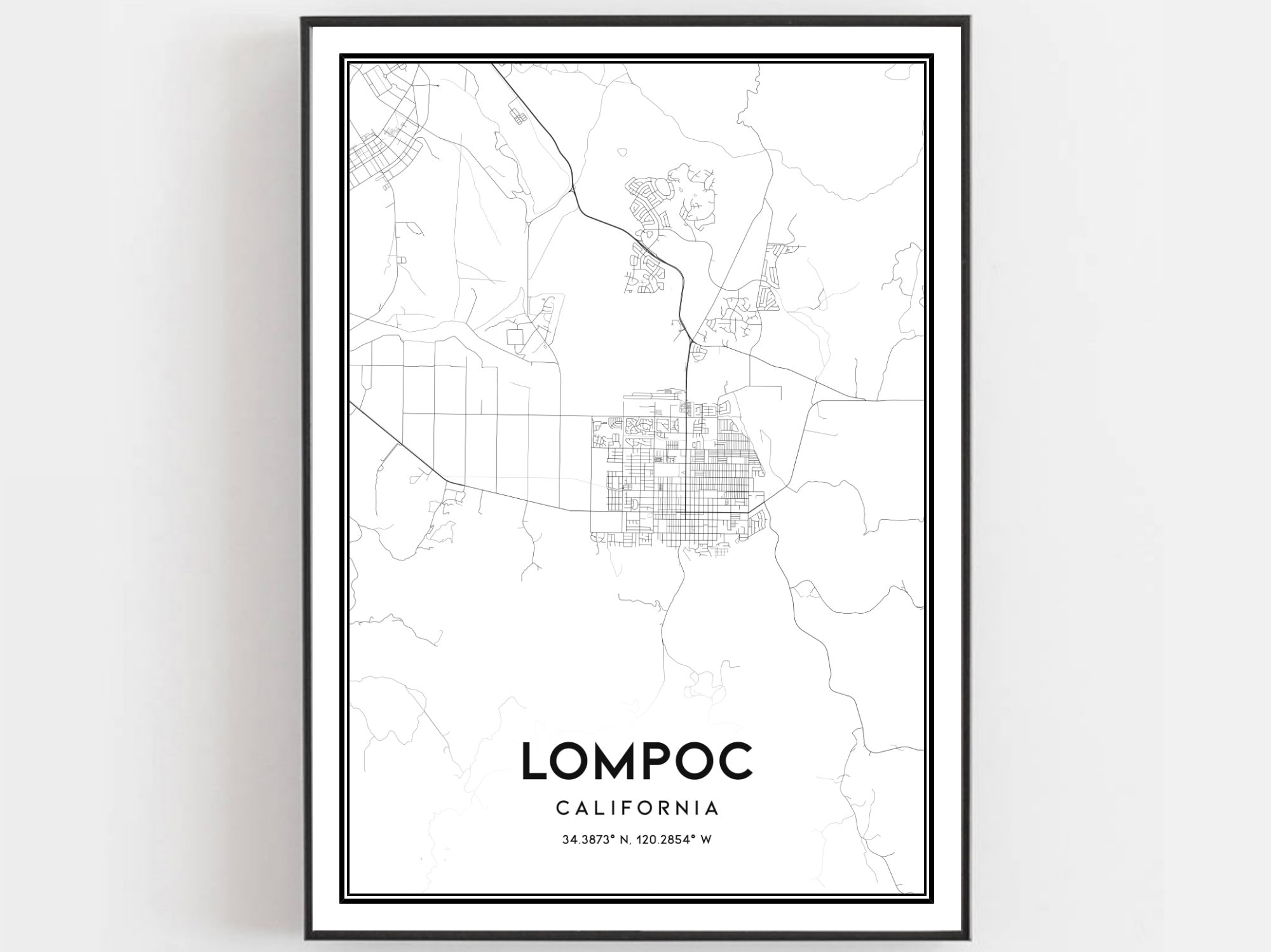 Lompoc Map Print Lompoc Map Poster Wall Art Ca City Map | Etsy