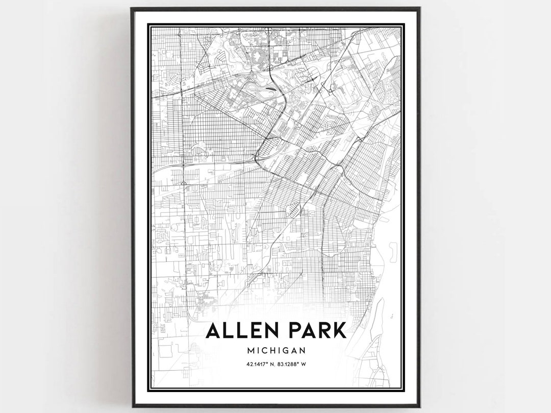 Allen Park Map Print, Allen Park Map Poster Wall Art, Mi City Map ...