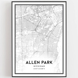 Allen Park Map Print, Allen Park Map Poster Wall Art, Mi City Map ...