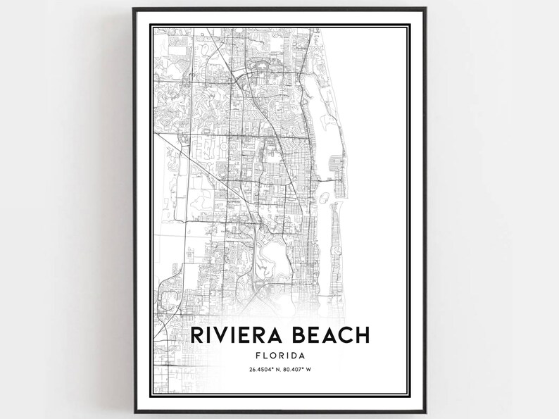 Riviera Beach Map Print Riviera Beach Map Poster Wall Art Fl - Etsy