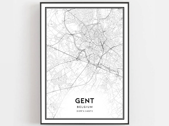 Gent Map Print Gent Map Poster Wall Art Gent City Map Gent | Etsy España