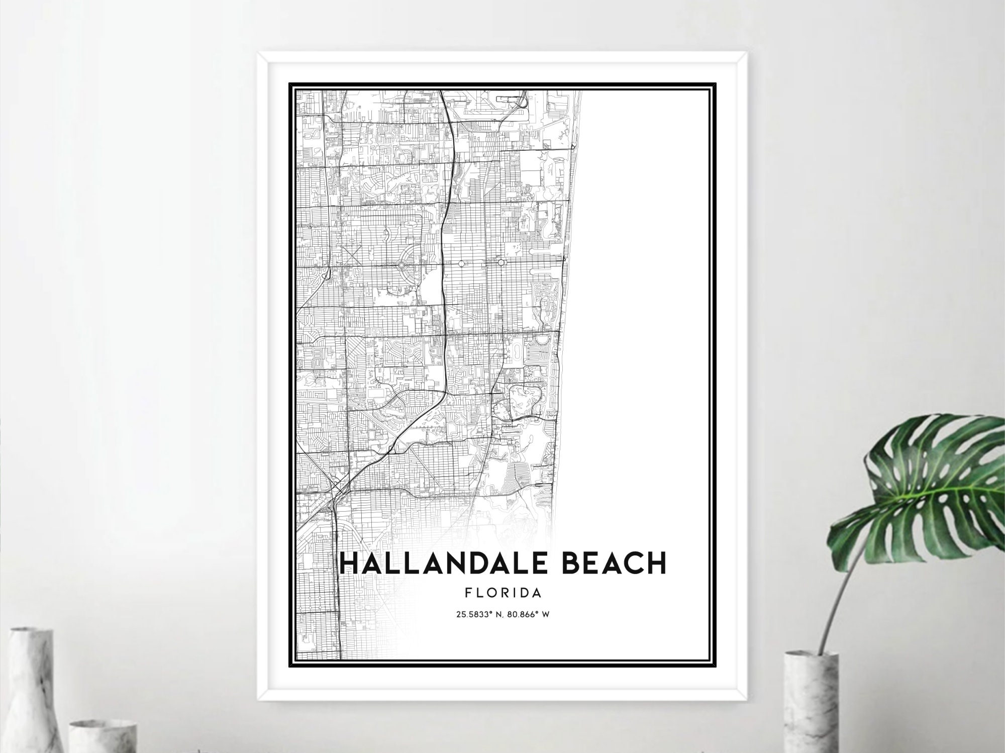 Hallandale Beach Map Print Hallandale Beach Map Poster Wall - Etsy