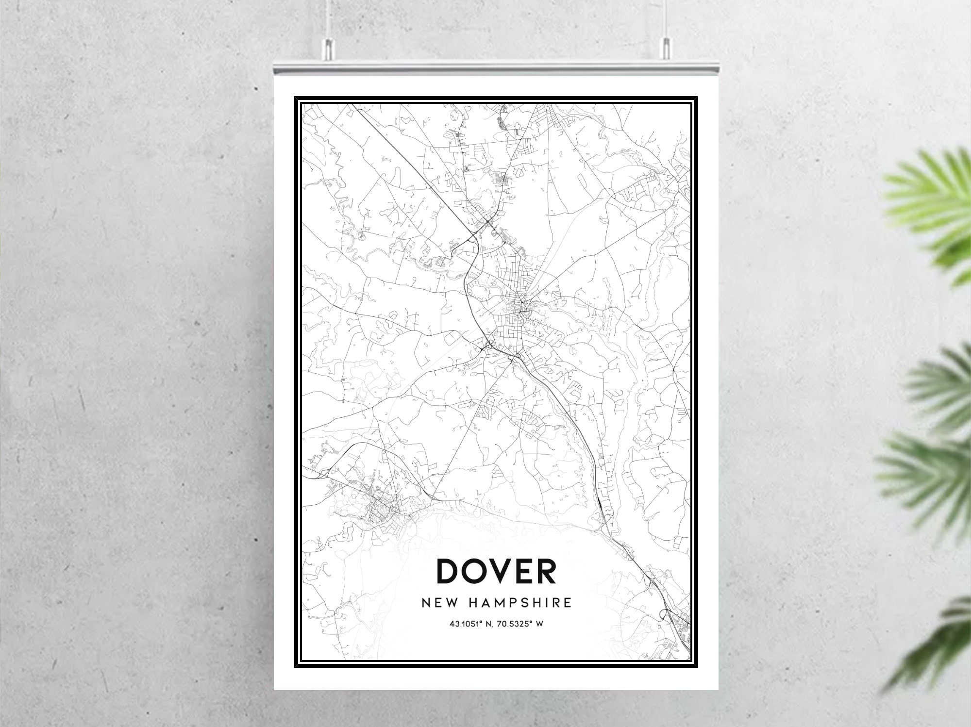 Dover Map Print, Dover Map Poster Wall Art, Nh City Map, New Hampshire ...