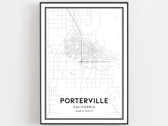 Porterville Street Map Porterville, California Zip Code Boundary Map
