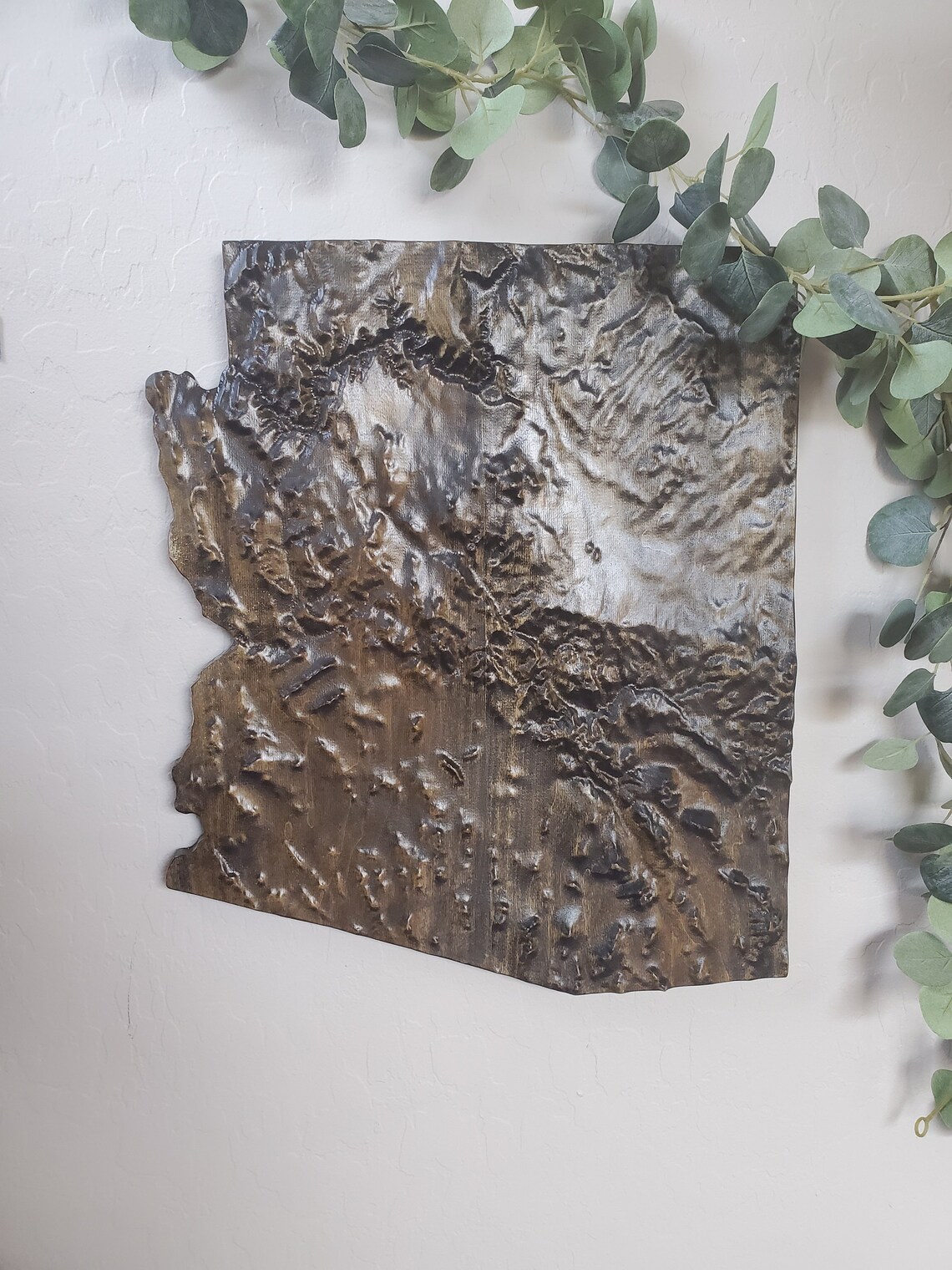 Arizona Topographical Map Art 3D Carved Wood Arizona Wall | Etsy