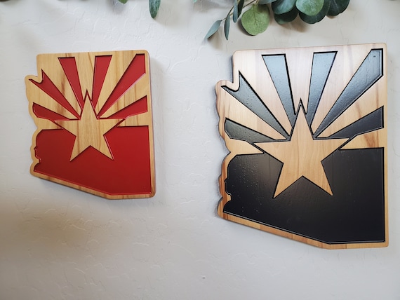 Arizona Map Flag Wall Art Carved Wood Arizona Flag Wall - Etsy