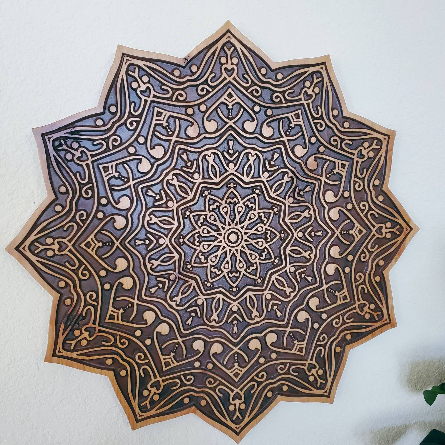 Wood Carved Luxury Mandala Wall Art, Wood Mandala Wall Hanging ...