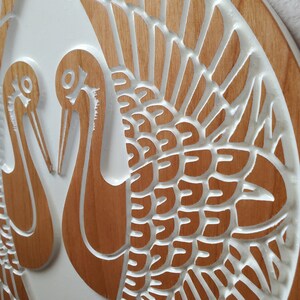 Wood Carved Japanese Crane Kamon Family Crest Wall Art, Asian Inspired ...