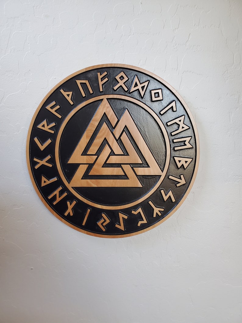 Wood Carved Viking Odin Valknut Wall Art, 3D Carved Nine Points of ...