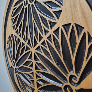 Wood Carved Tokugawa Clan Samurai Kamon Family Crest Wall Art, Asian ...