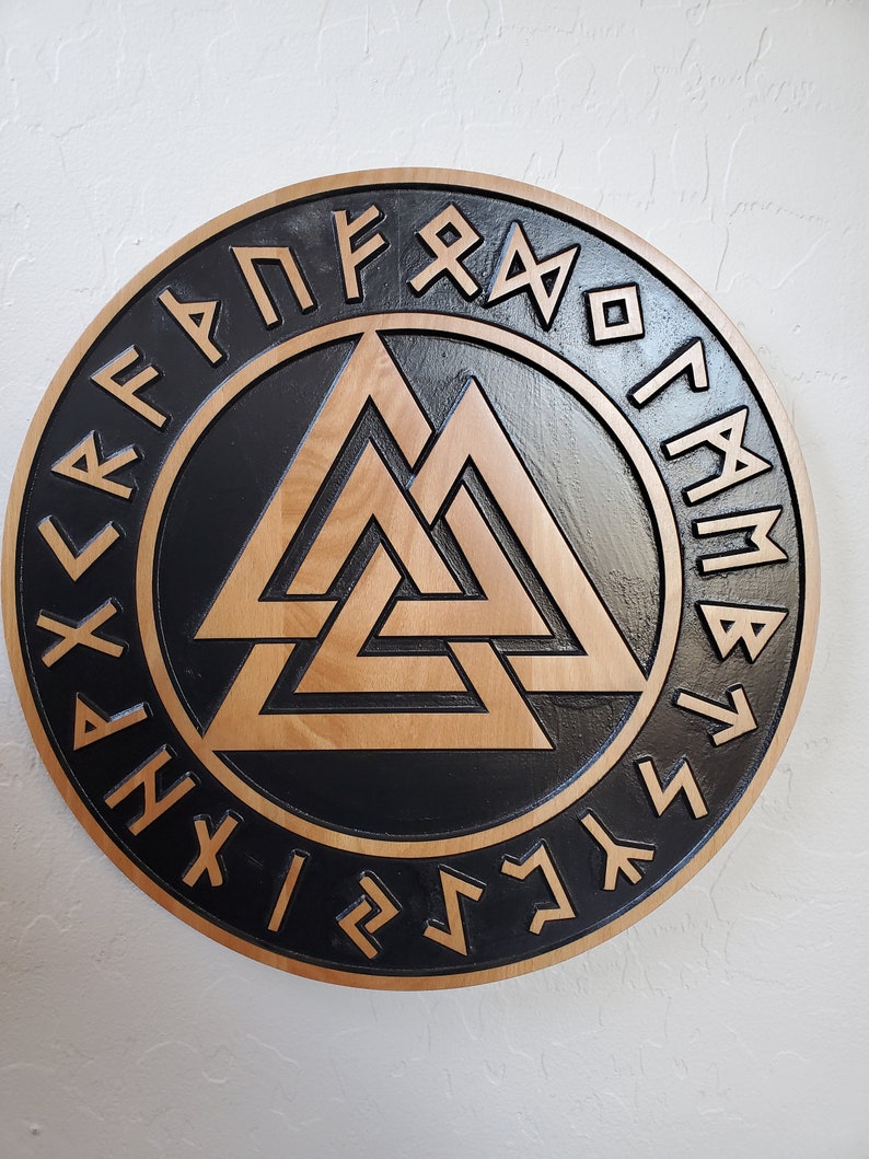 Wood Carved Viking Odin Valknut Wall Art, 3D Carved Nine Points of ...