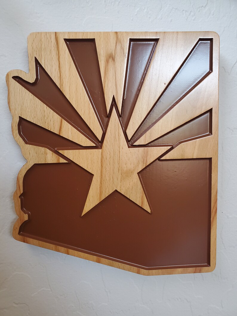Arizona Map Flag Wall Art Carved Wood Arizona Flag Wall - Etsy