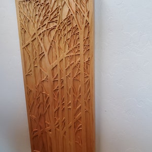 Wood Carved Birch Forest Wall Decor, Contemporary Tree Wall Wall Art ...