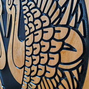 Wood Carved Japanese Crane Kamon Family Crest Wall Art, Asian Inspired ...