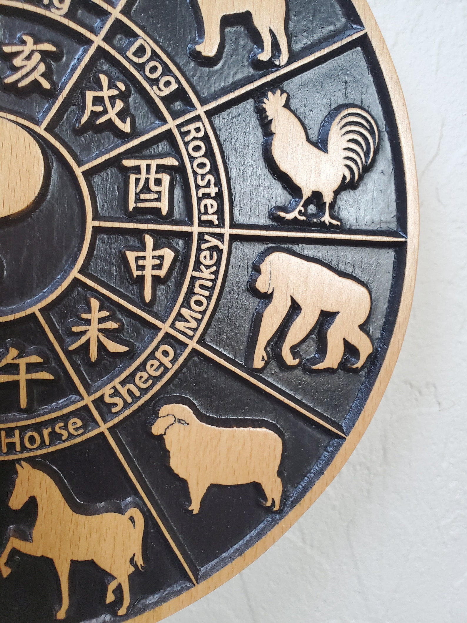 Wood Carved Chinese Zodiac Calendar Wall Art Astrology Wall - Etsy Ireland