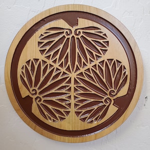 Wood Carved Tokugawa Clan Samurai Kamon Family Crest Wall Art, Asian ...