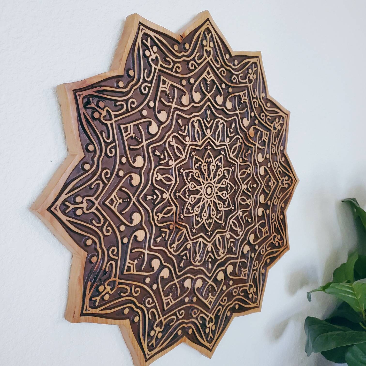 Wood Carved Luxury Mandala Wall Art, Wood Mandala Wall Hanging ...