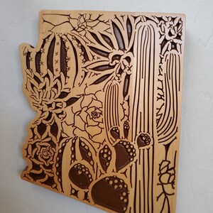Arizona Map Wall Art, Wood Carved Arizona Wall Decor, Arizona Map Sign ...