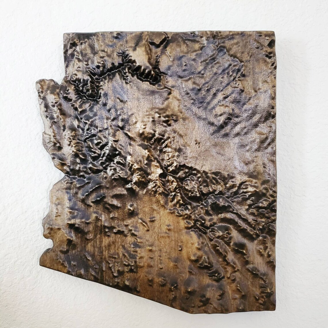 Arizona Topographical Map Art 3D Carved Wood Arizona Wall | Etsy