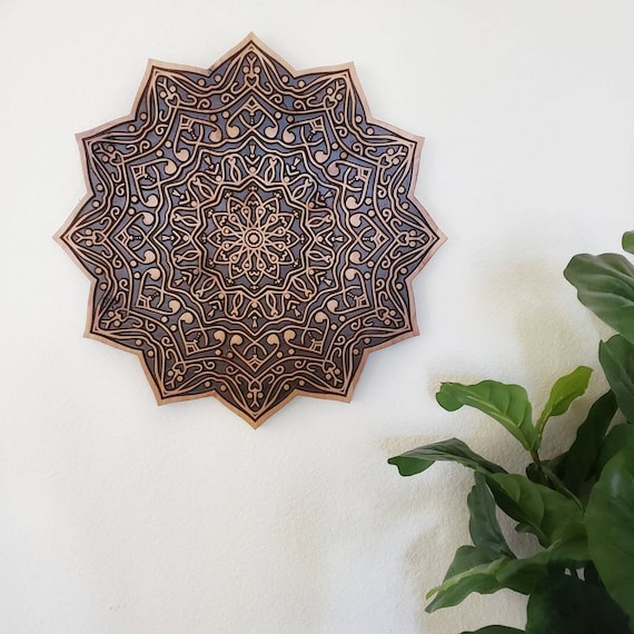 Wood Carved Luxury Mandala Wall Art Wood Mandala Wall | Etsy