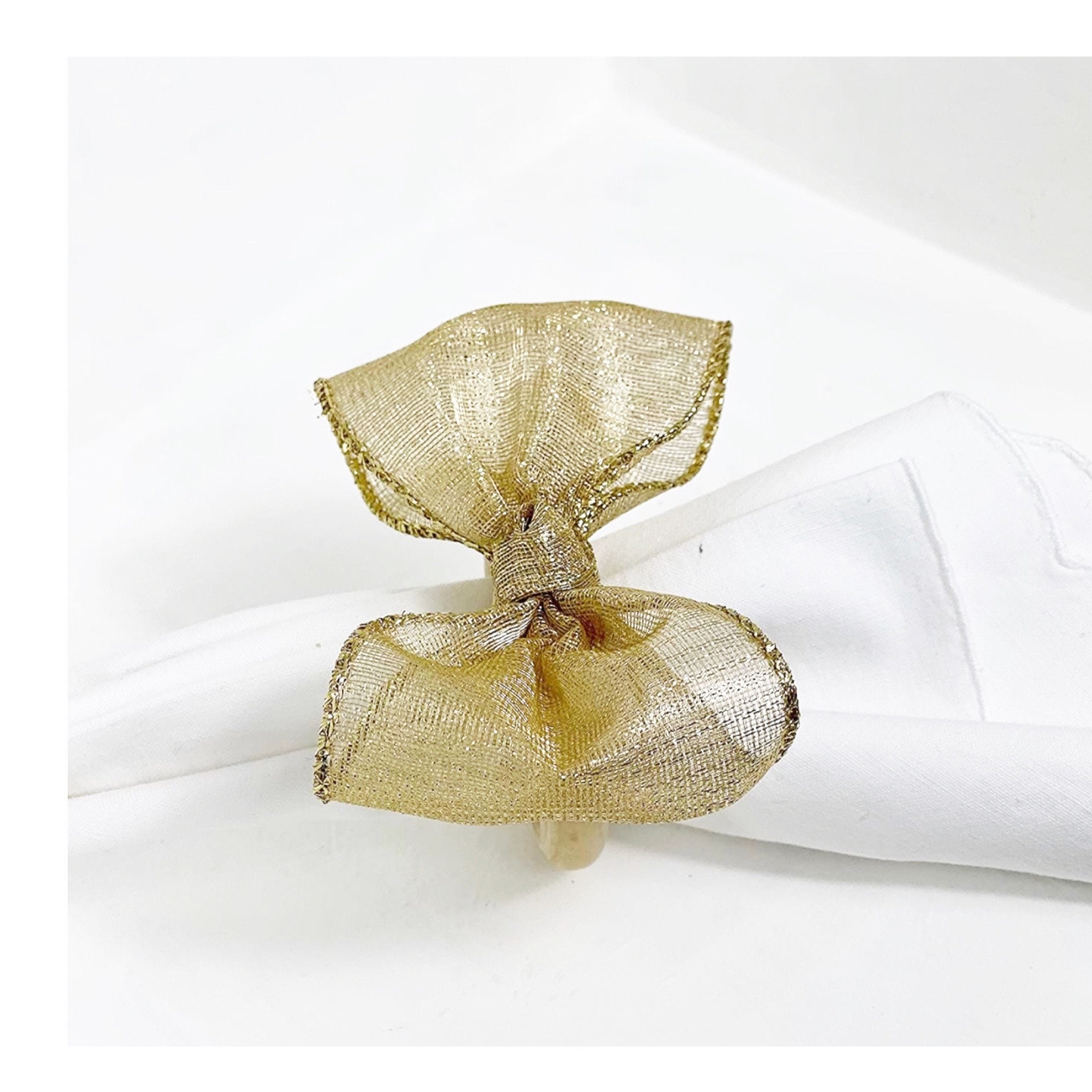 Napkin Ring Charming Golden Bow Twist-set of 4 - Etsy